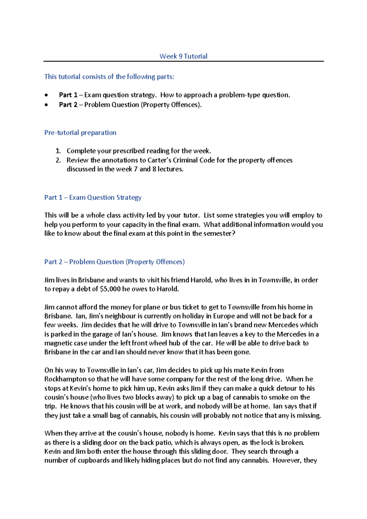 Week 9 Tutorial (Model Answer) - 2021 - LLB106 - QUT - Studocu