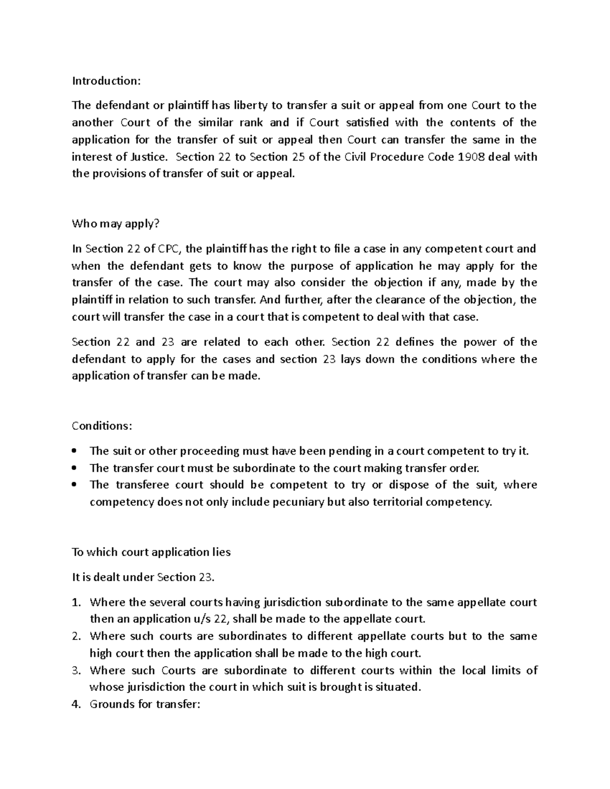 Transfer of Cases Under Code of Civil Procedure - CPC - Introduction ...