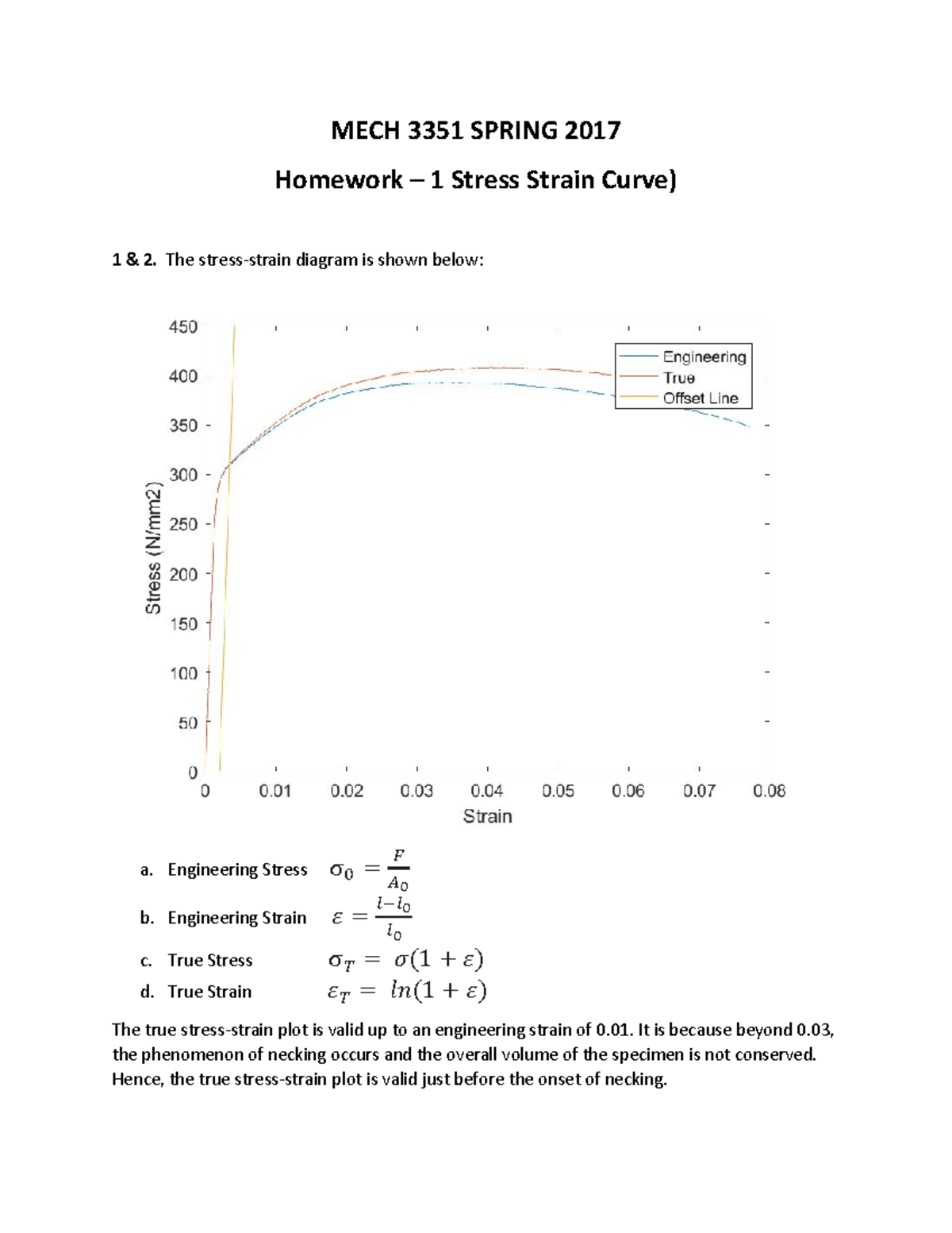 HW 1 solution.pdf - n/a - MECH 3351 SPRING 2017 Homework – 1 Stress ...