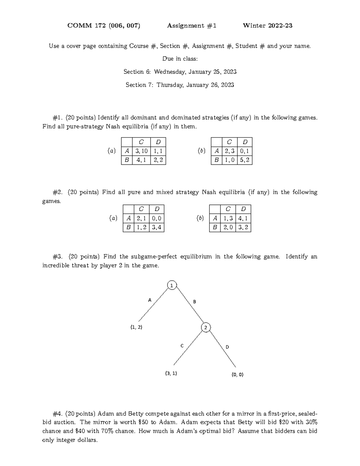 172(6,7)-A1-W2023 - Midterm assignment practice and assignment practice ...