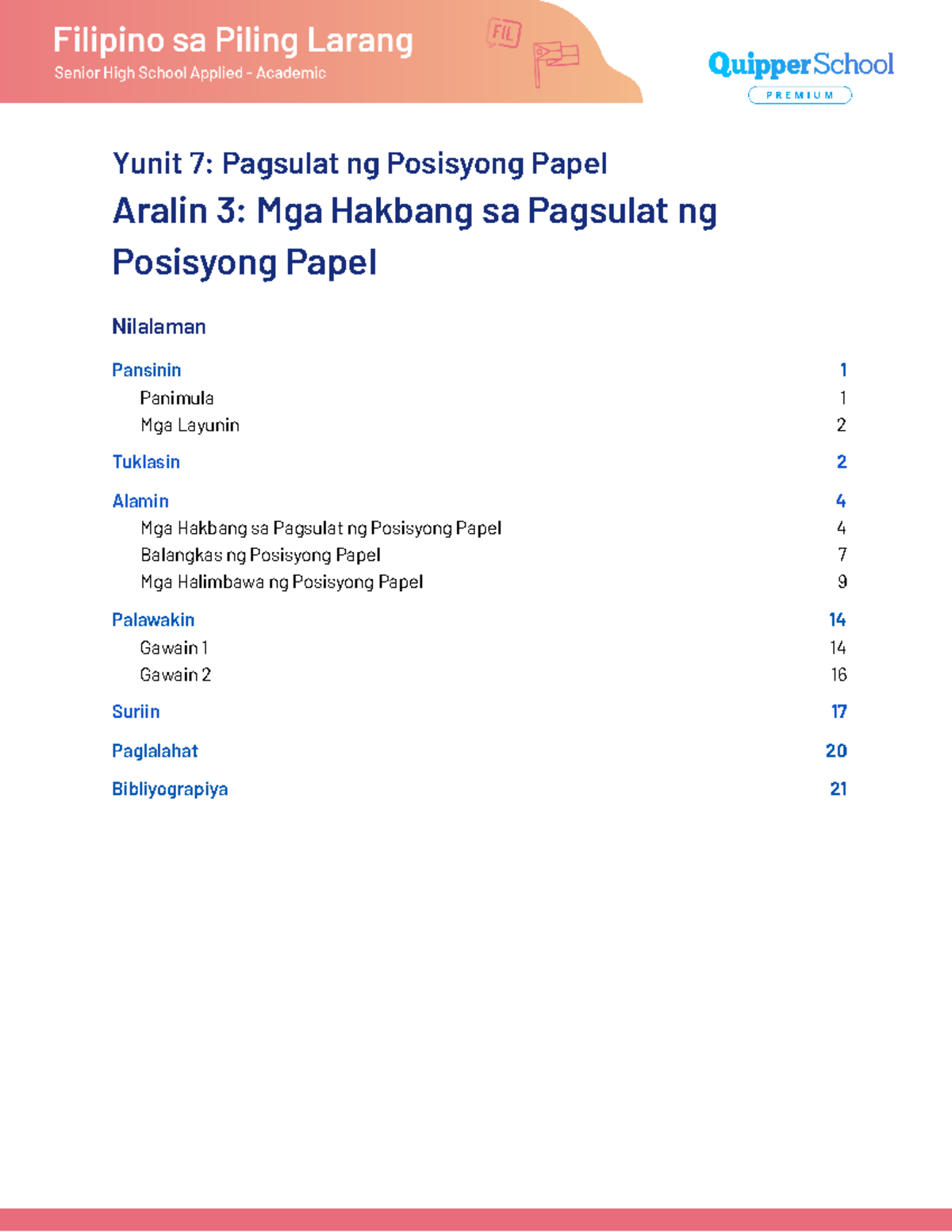 SG FPL 11 12 Q1 0703 Mga Hakbang sa Pagsulat ng Posisyong Papel - Yunit ...