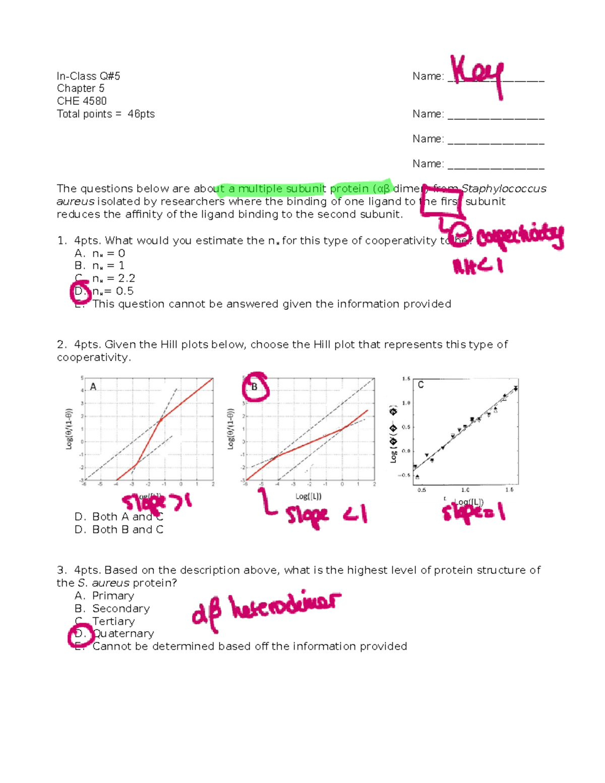 In-Class Chpt 5 F23-key - In-Class Q#5 Name: ________________ Chapter 5 ...