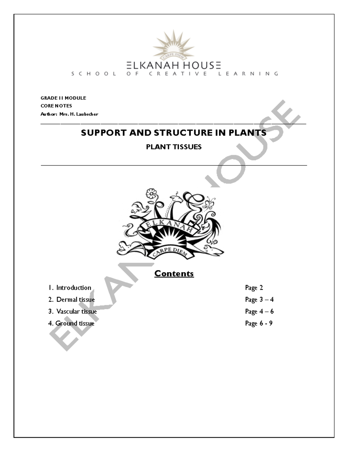 Plant structure and support - Plant tissues - GRADE 11 MODULE CORE ...