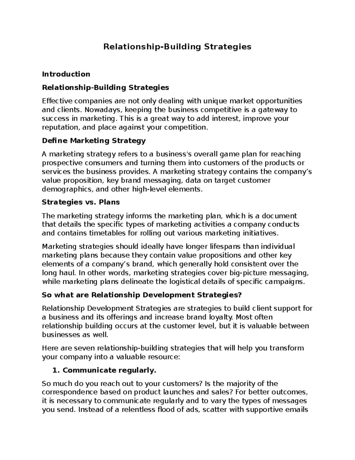 Relationship - Principle of Marketing - Relationship-Building ...