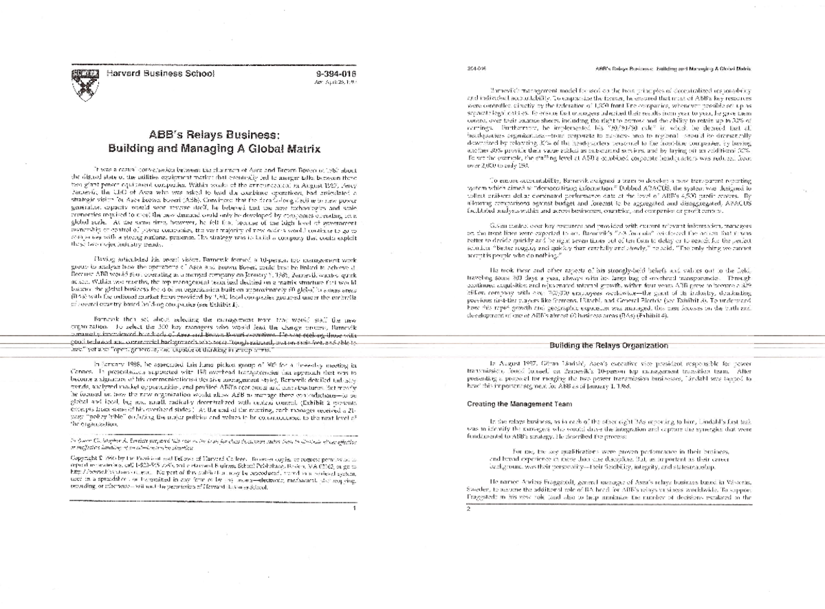 1 - ABB case study - Management des organisations - Studocu