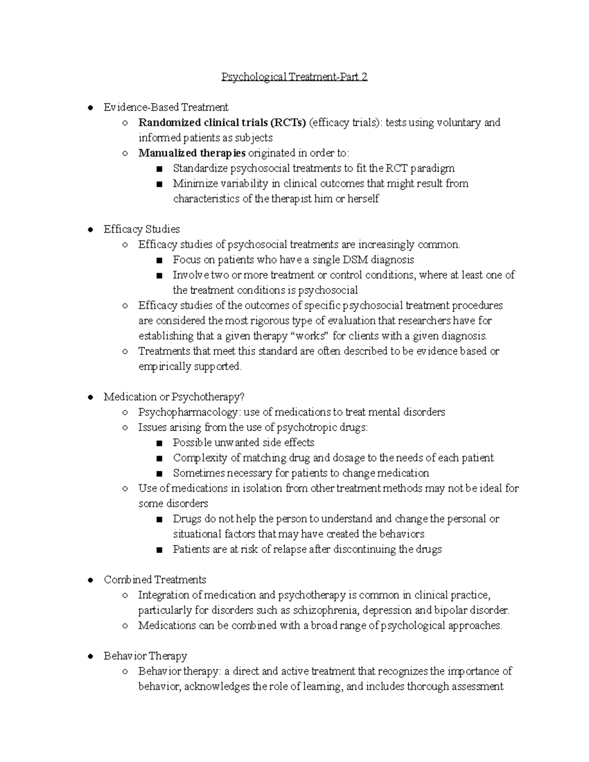 Psychological Treatment-Part 2-PSYC 337 - Psychological Treatment-Part 2 Evidence-Based ...