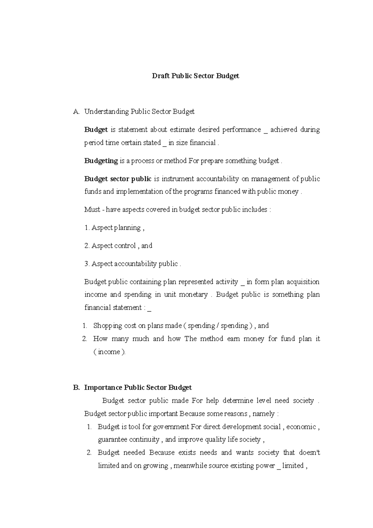Draft Public Sector Budget - Understanding Public Sector Budget Budget ...