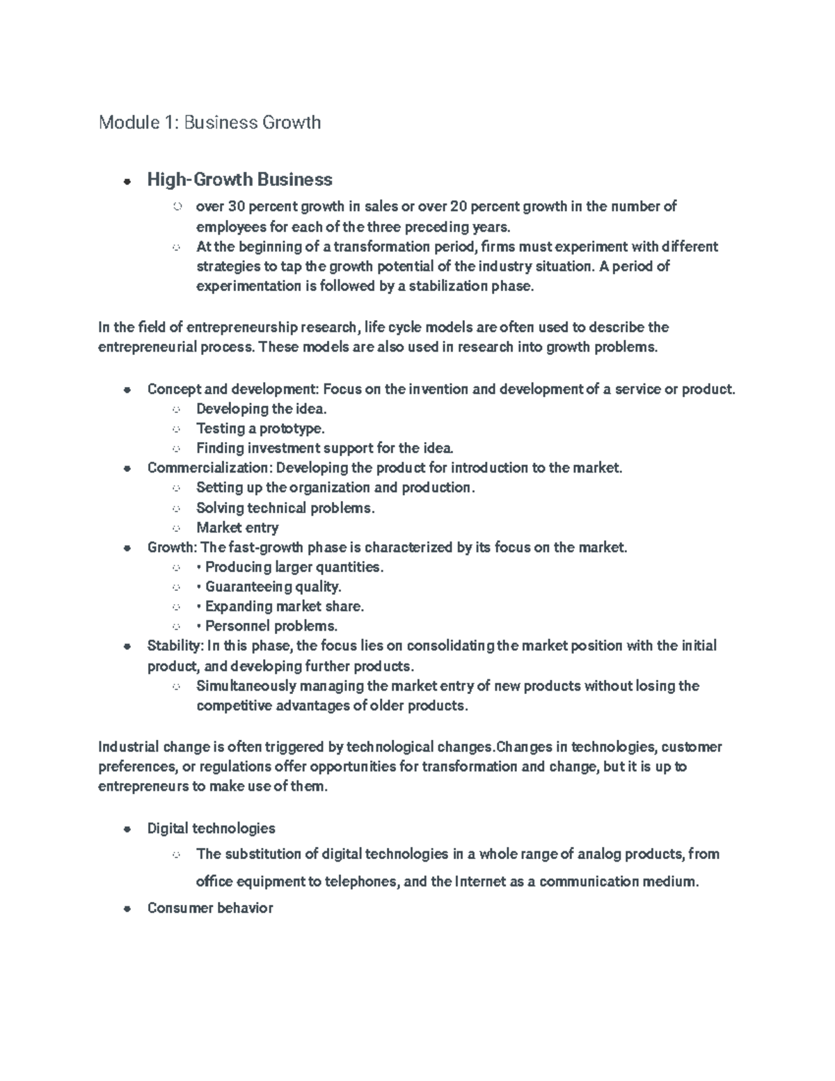 Business Growth - Module 1 to 4 - Module 1: Business Growth High-Growth ...