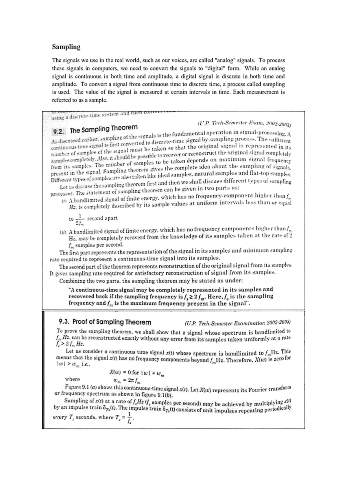 Cs Unit 3 Cs Unit 3 Sampling The Signals We Use In The Real World Such As Our Voices Are