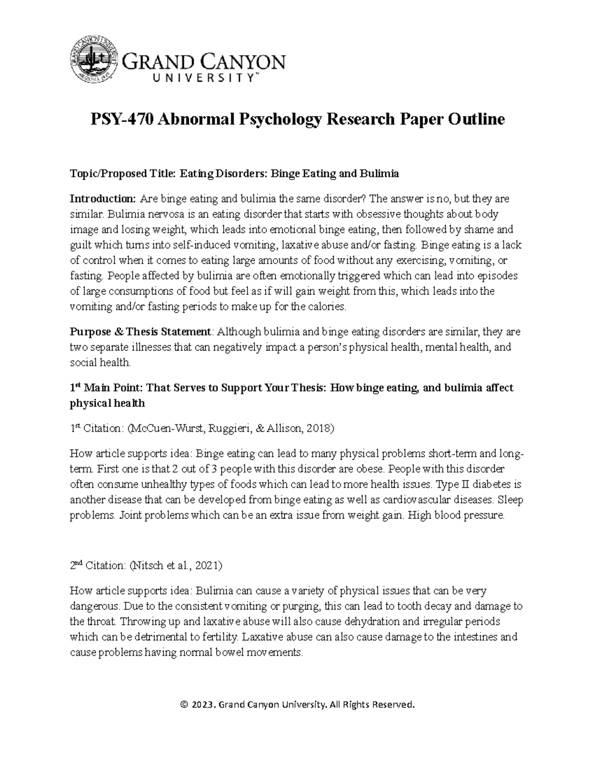 PSY470 RS T3 Outline Template - PSY-470 Abnormal Psychology Research ...