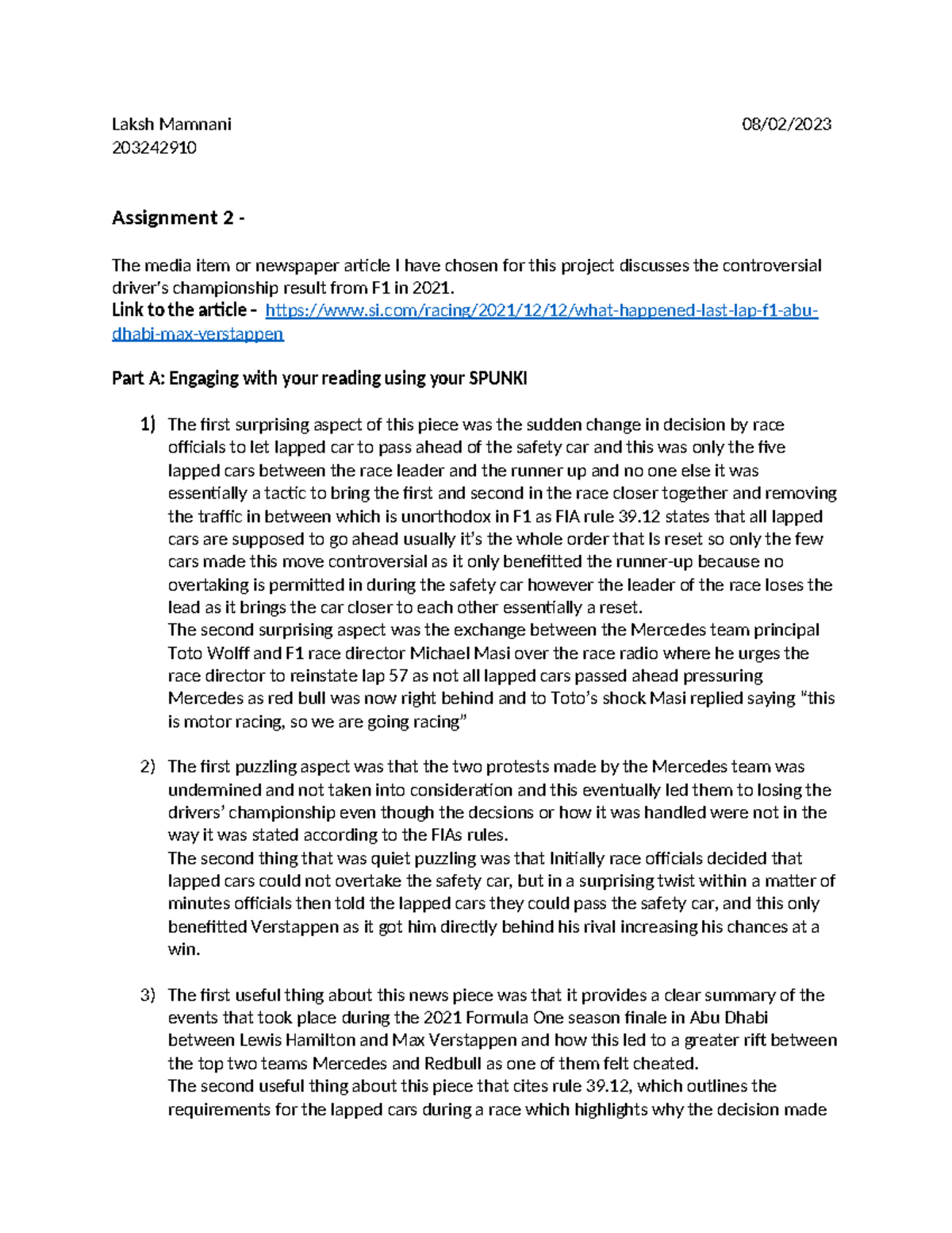 AF224 Assignment 2 - reflection - Laksh Mamnani 08/02/ 203242910 Assignment 2 - The media item ...