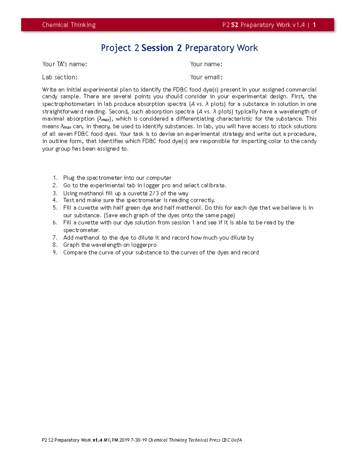 P2 S2 Preparatory Work - There are several points you should consider ...