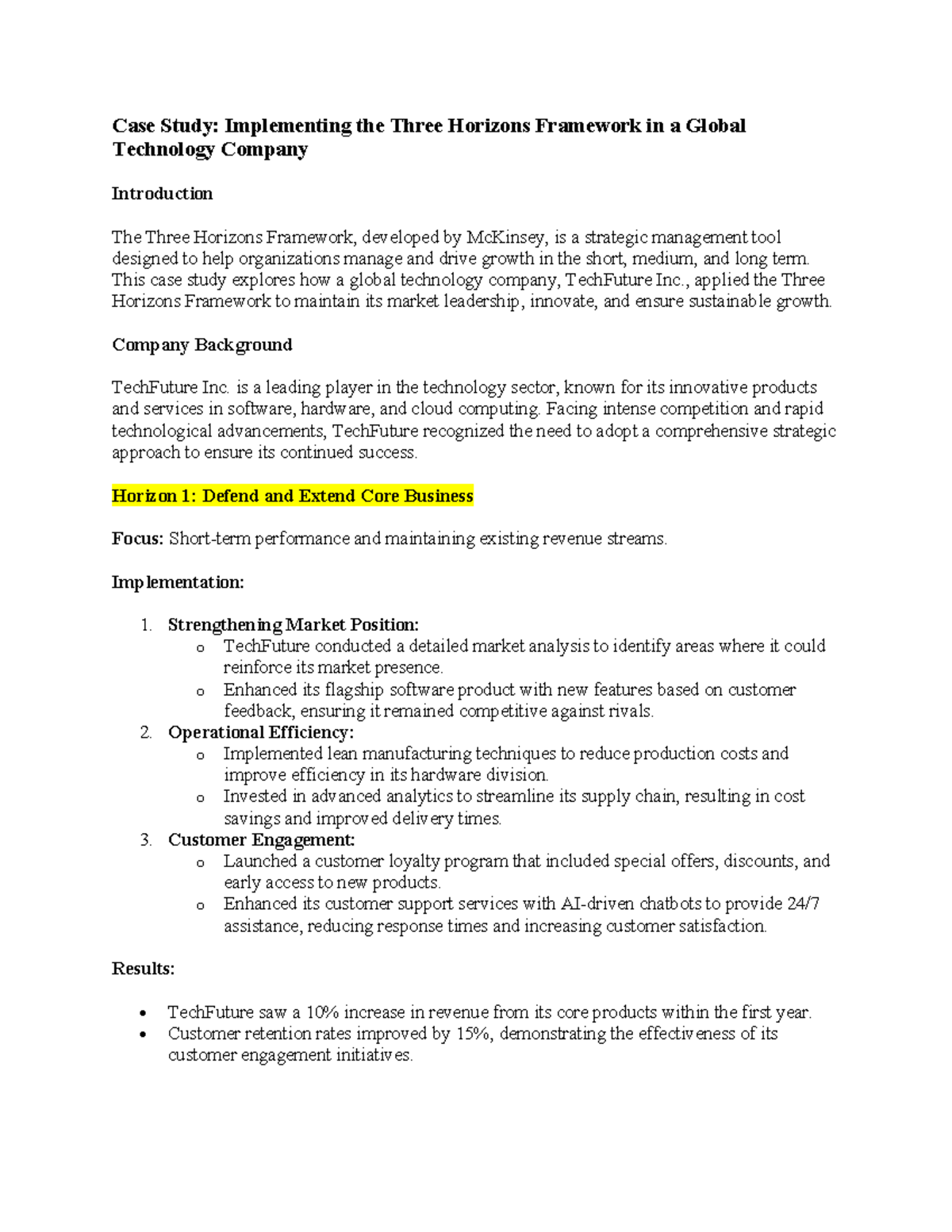 3 Horizons Case Study 240625 161410 - Case Study: Implementing the Three Horizons Framework in a ...
