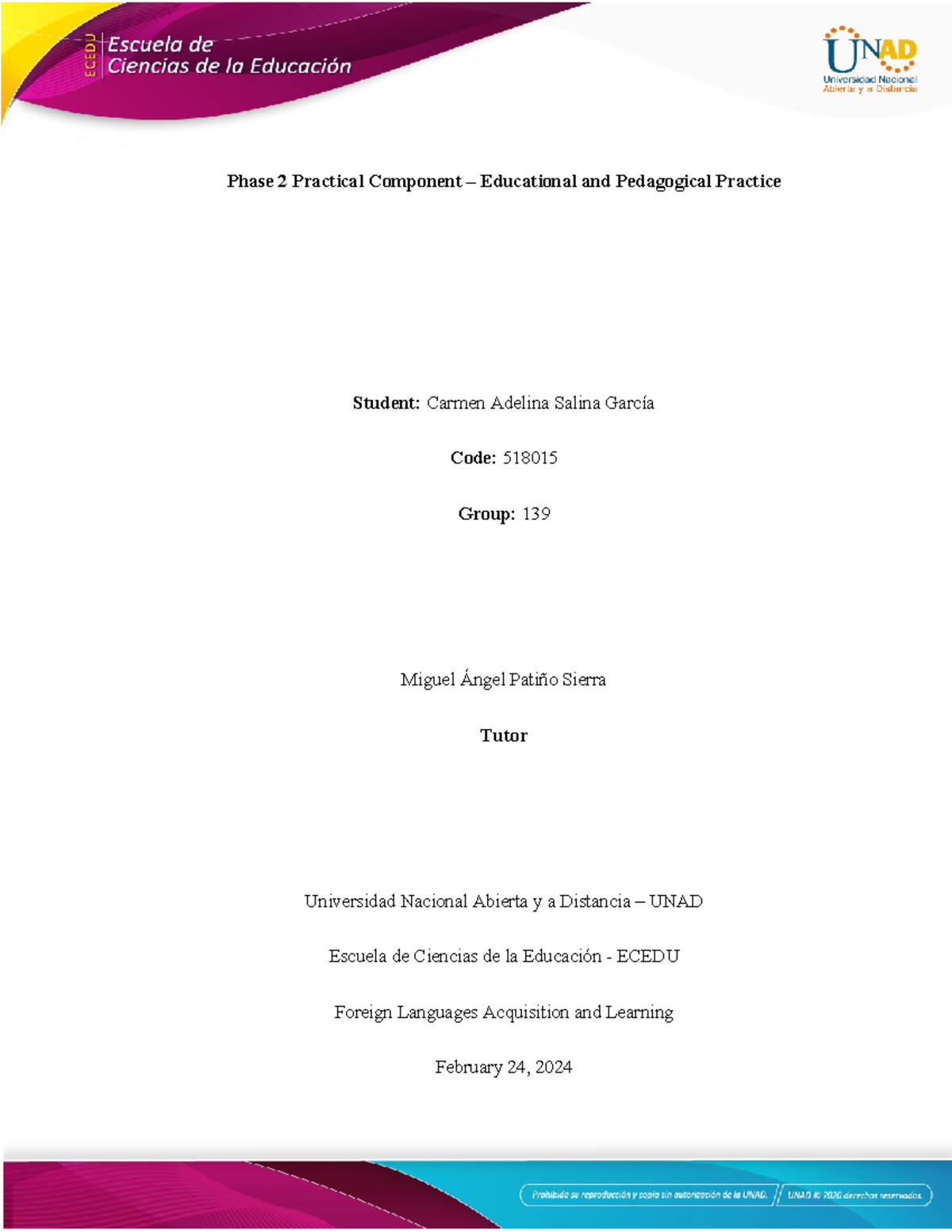 Phase 2 - Practical Component - Educational and Pedagogical Practice ...