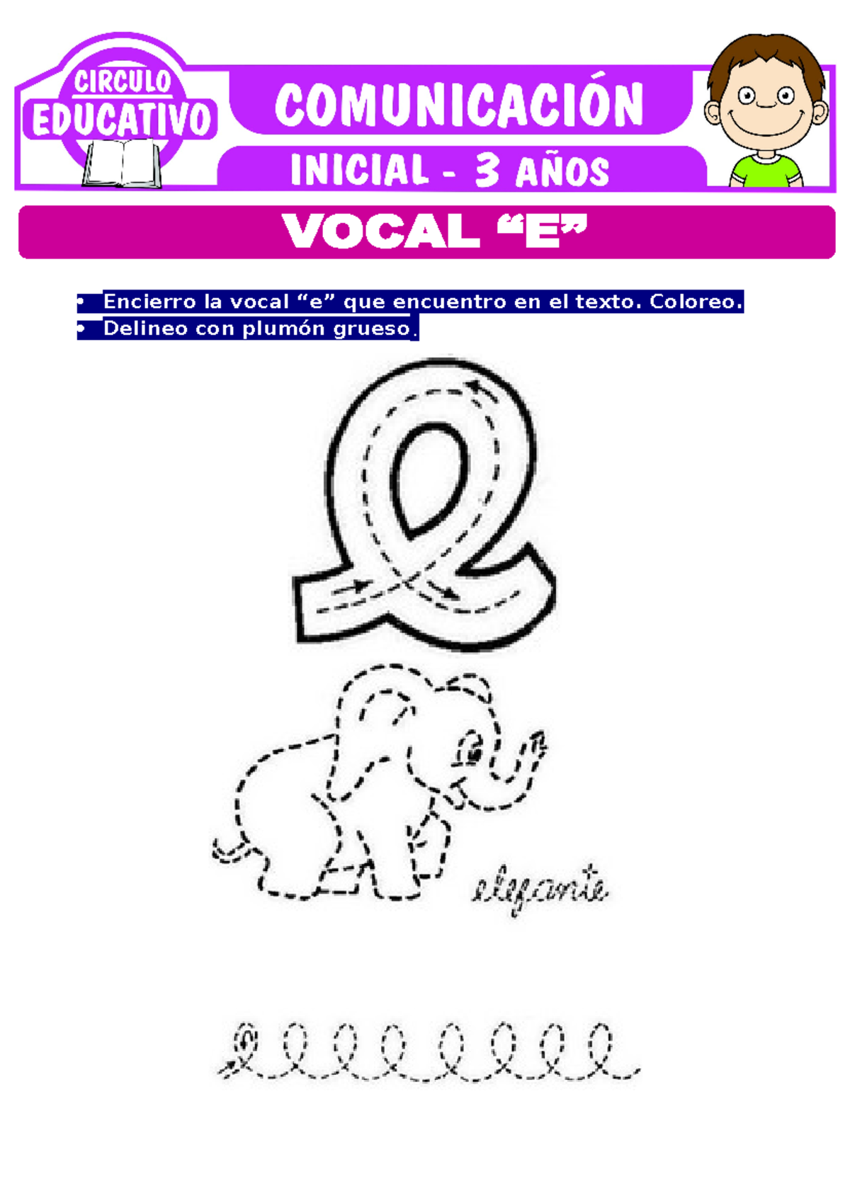 La Vocal E para Ninos de Tres Anos - Control de salidad/procesos ...
