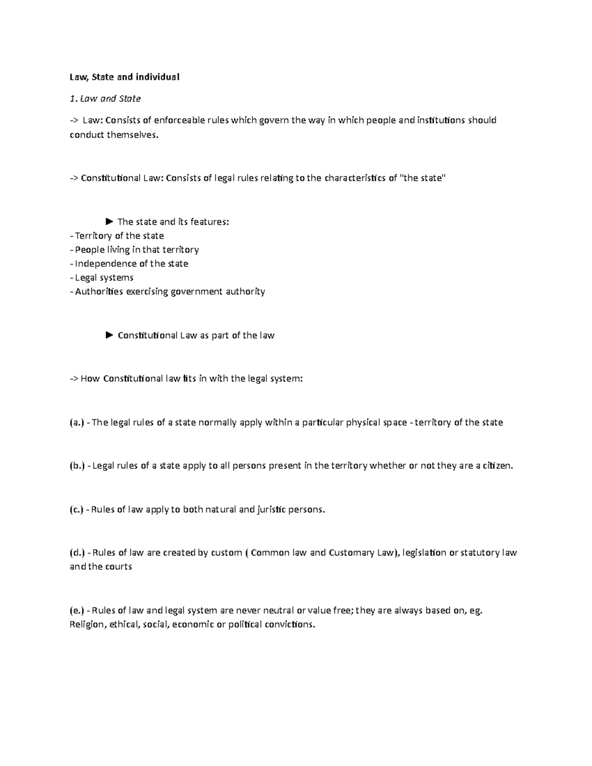 Constitutional Law Chapter 1 Law State and the Individual - Law, State ...