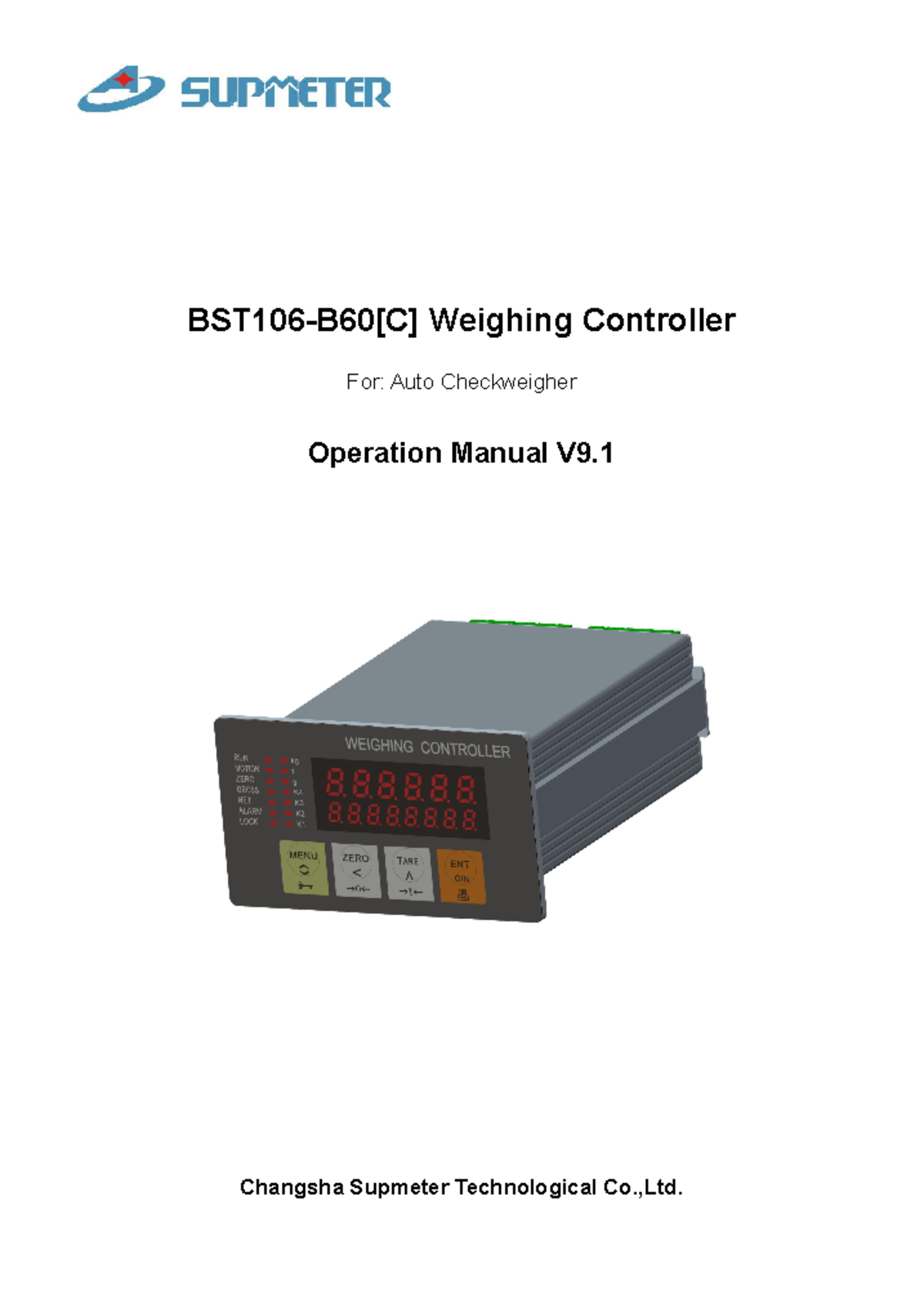 BST106 Weighing Controller Manual[V 9 - BST106-B60[C] Weighing Controller For: Auto Checkweigher ...