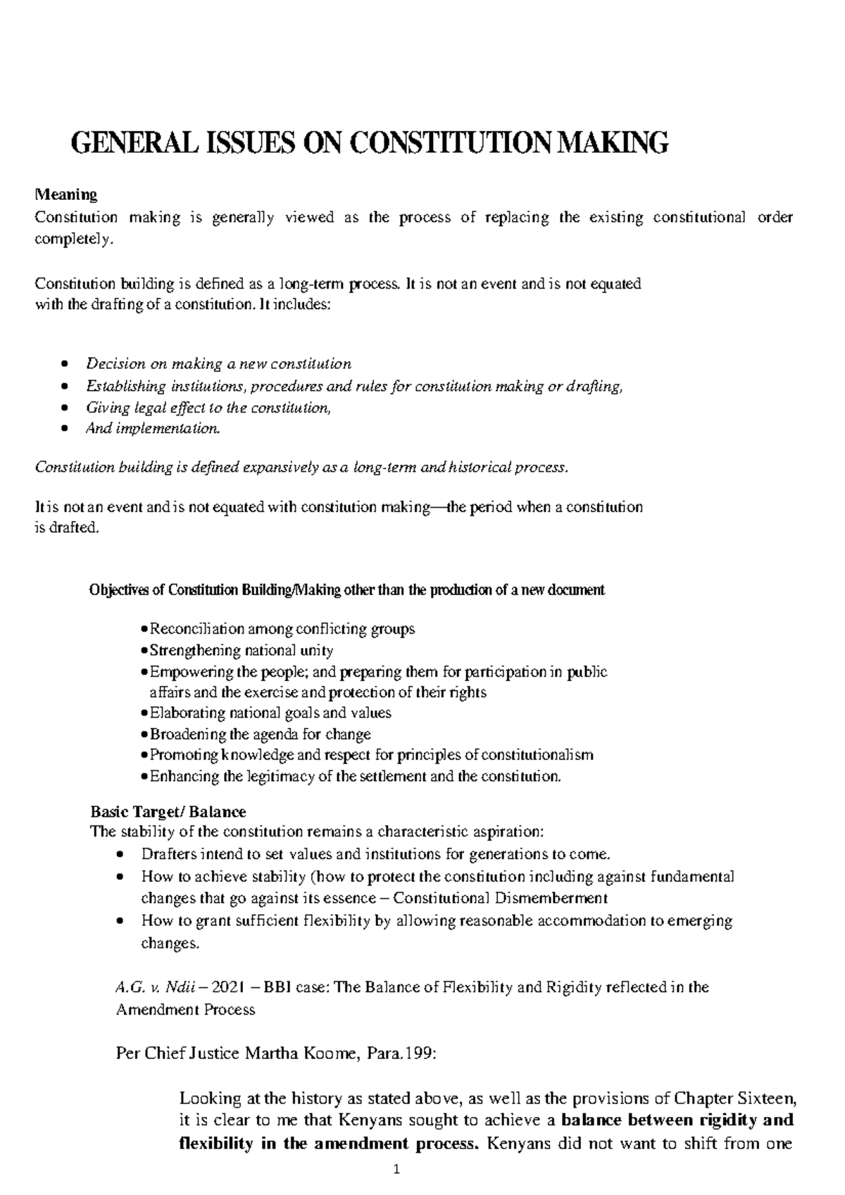 Constitutional Law II Points - Full- 2023 - GENERAL ISSUES ON ...