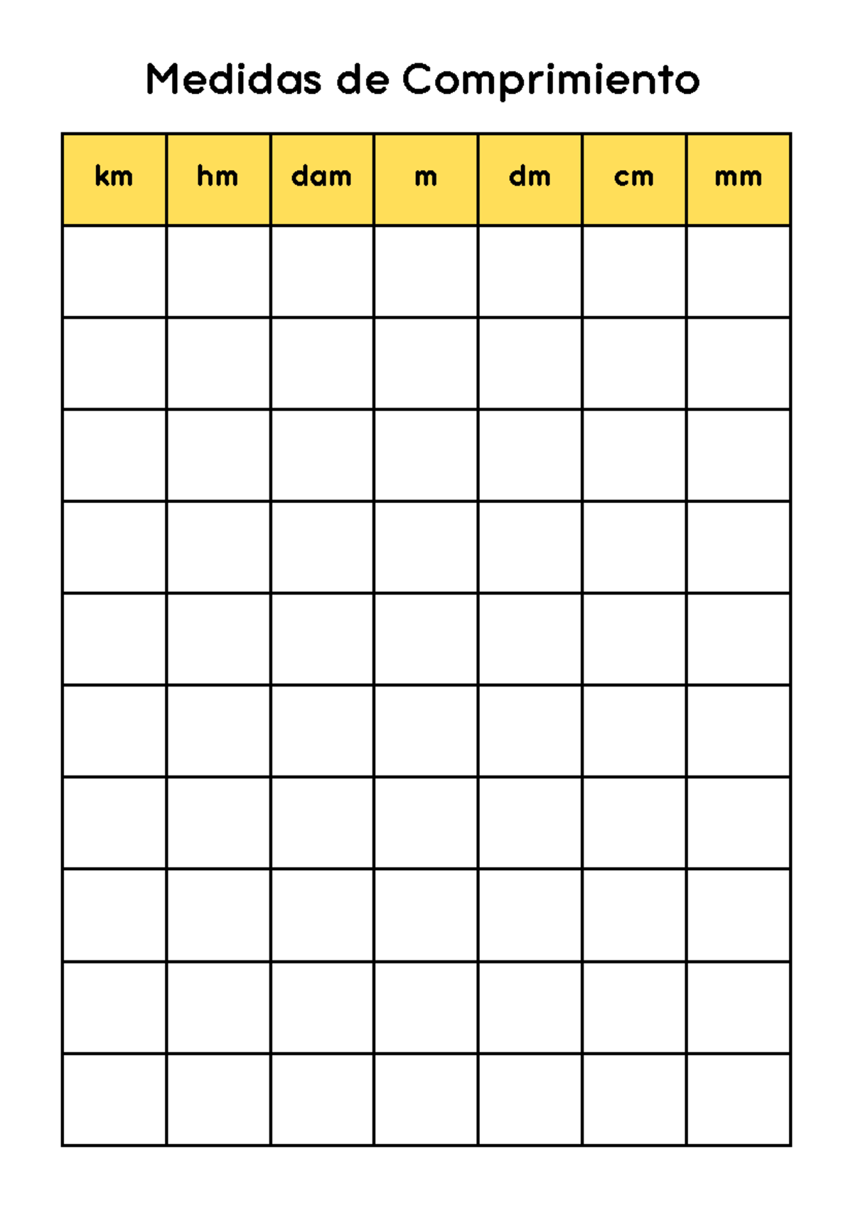 Imprimibles Proyecto Castillos - km hm dam m dm cm mm Medidas de ...