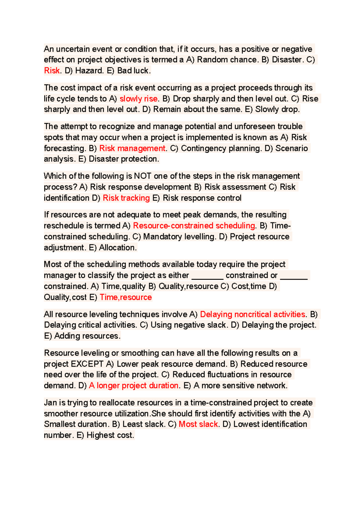 Scheduling & Risk Management - An uncertain event or condition that, if ...