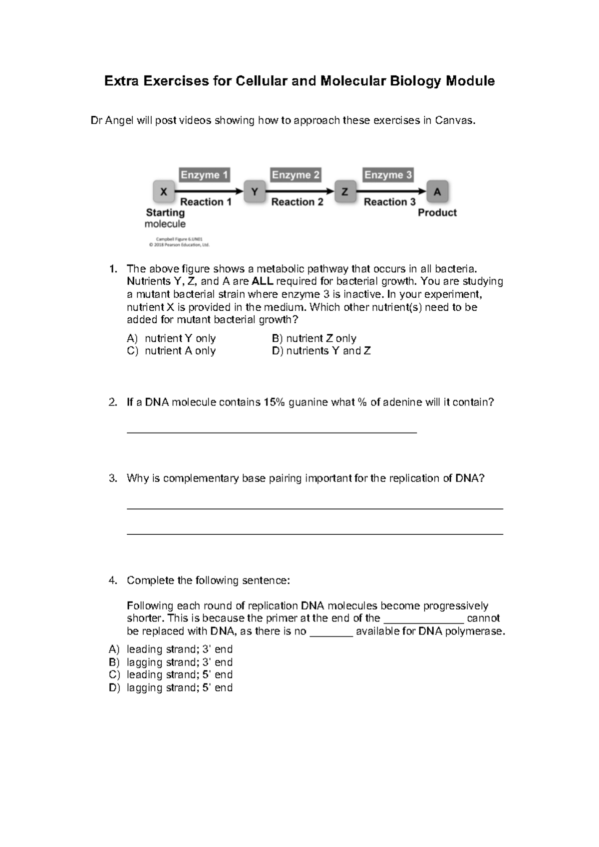Extra Exercises for CMB Module - Extra Exercises for Cellular and ...