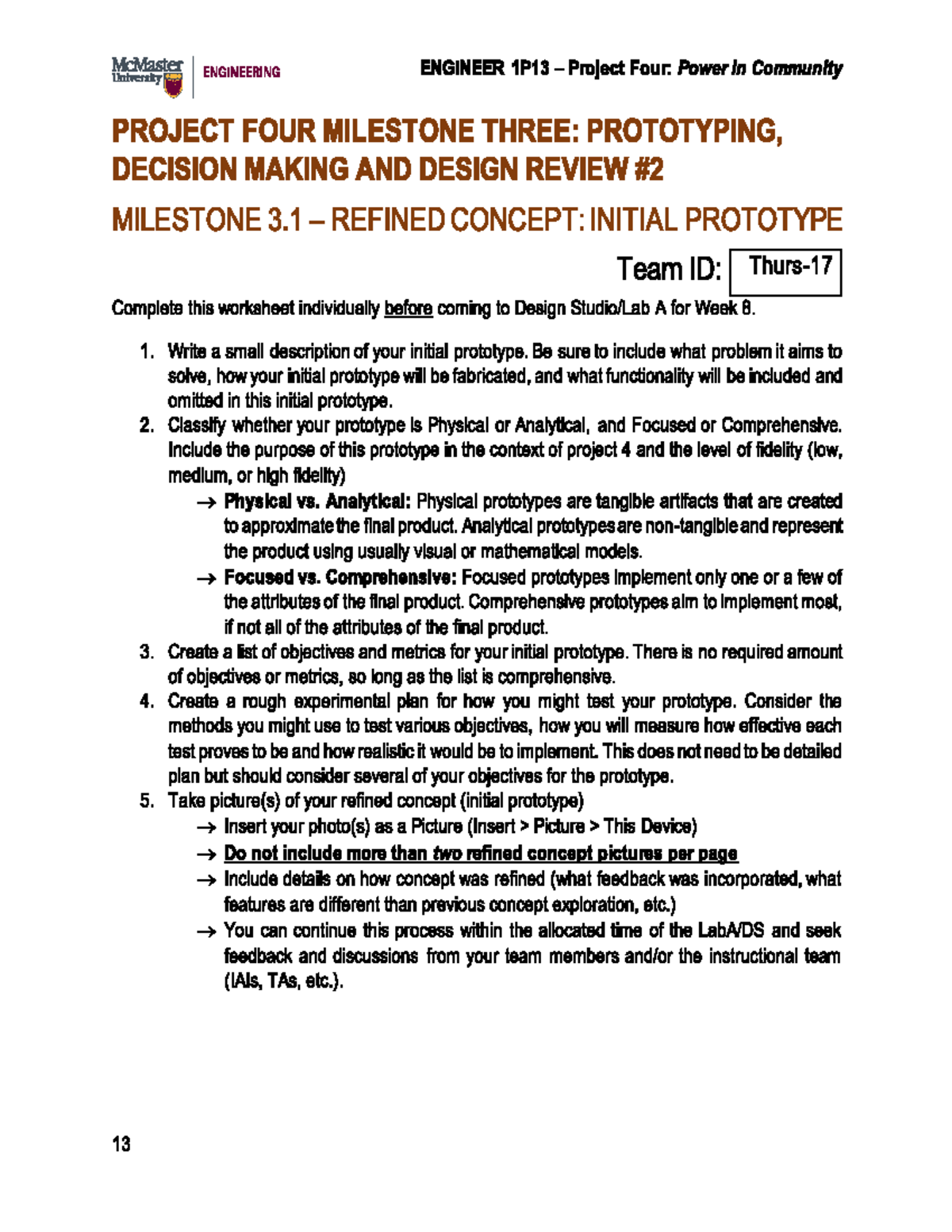 P4 Milestone 3 - McMaster University ENGINEERING ENGINEER 1P13 Project ...