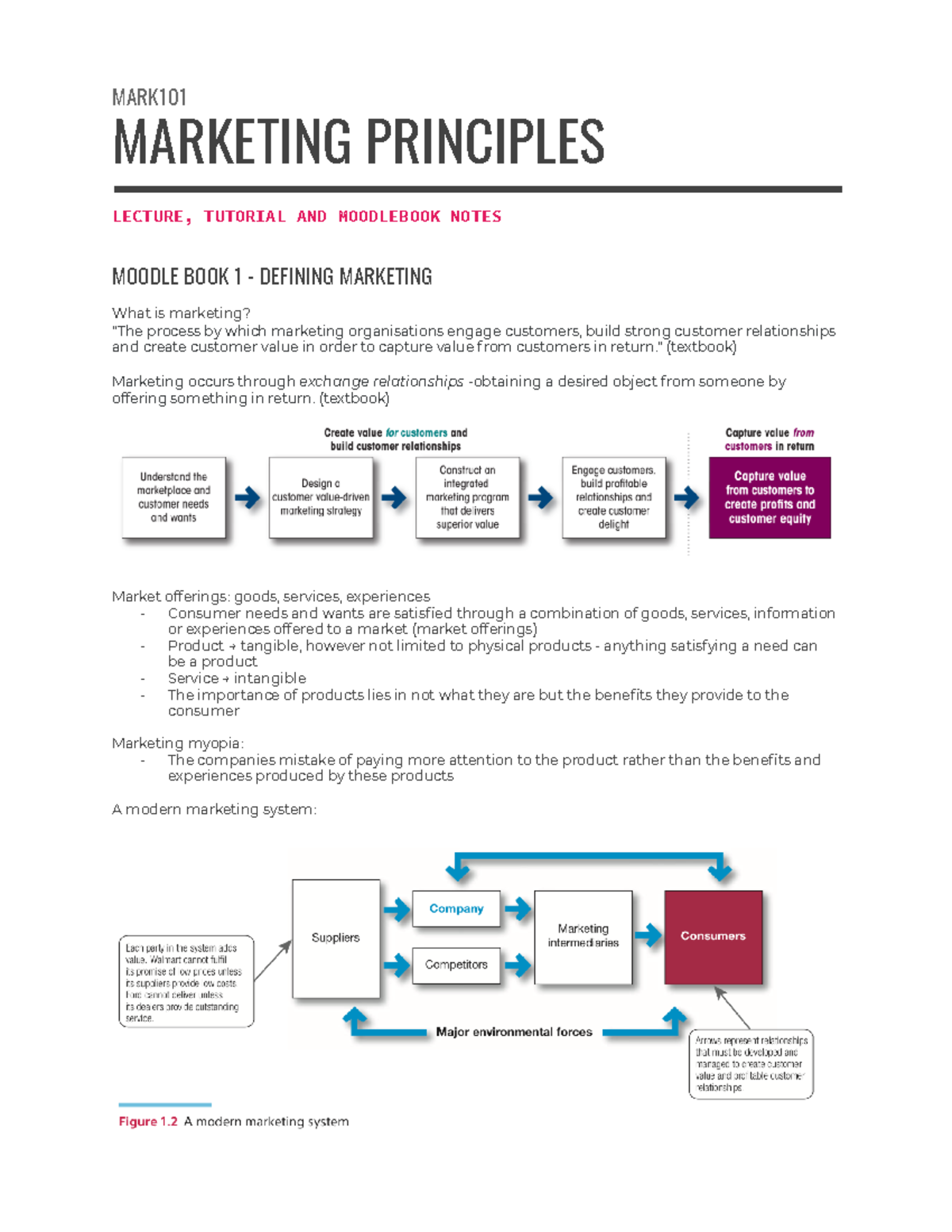 Marketing Principles MARK101 lec tut moodle notes - MARK MARKETING ...