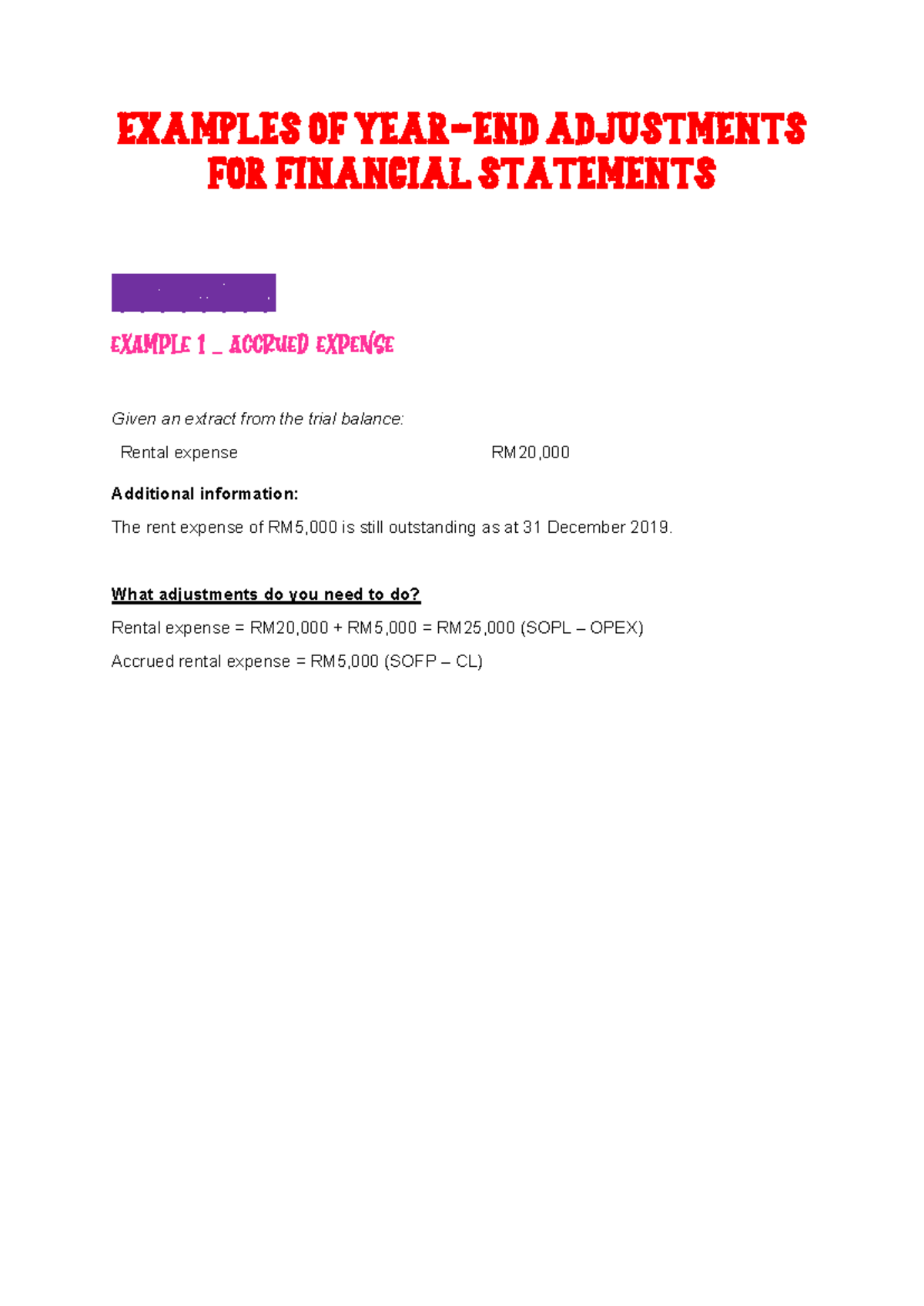 ~ Tutorial ON YEAR END Adjustments Updated - EXAMPLES OF YEAR-END ...