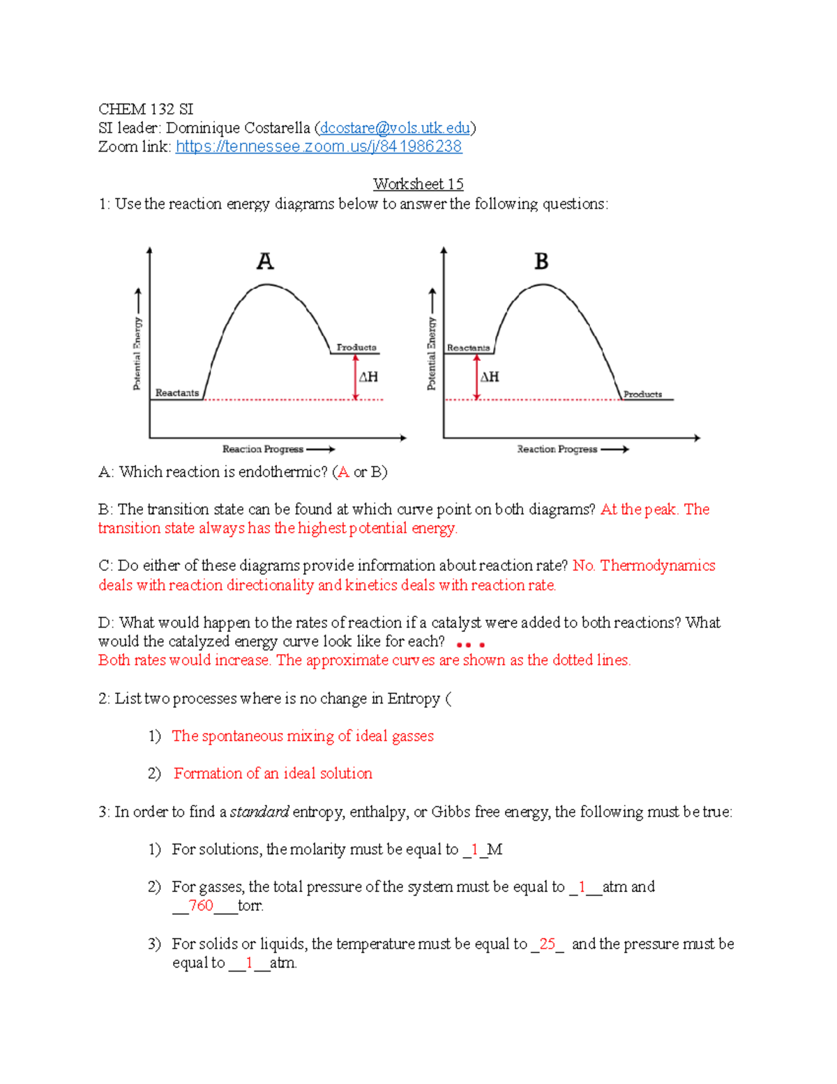 CHEM 130 SI SP'21- Worksheet 16 (key) - CHEM 132 SI SI leader ...