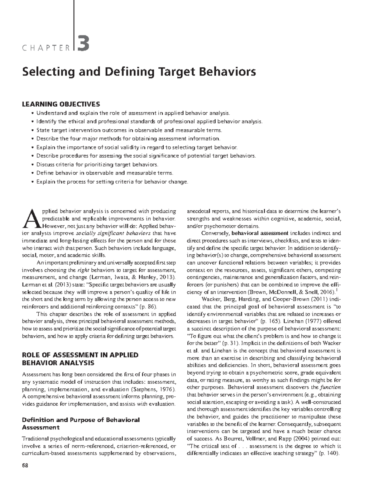 Selecting AND Defining Target Behaviours - 68 C H A P T E R 3 Selecting ...