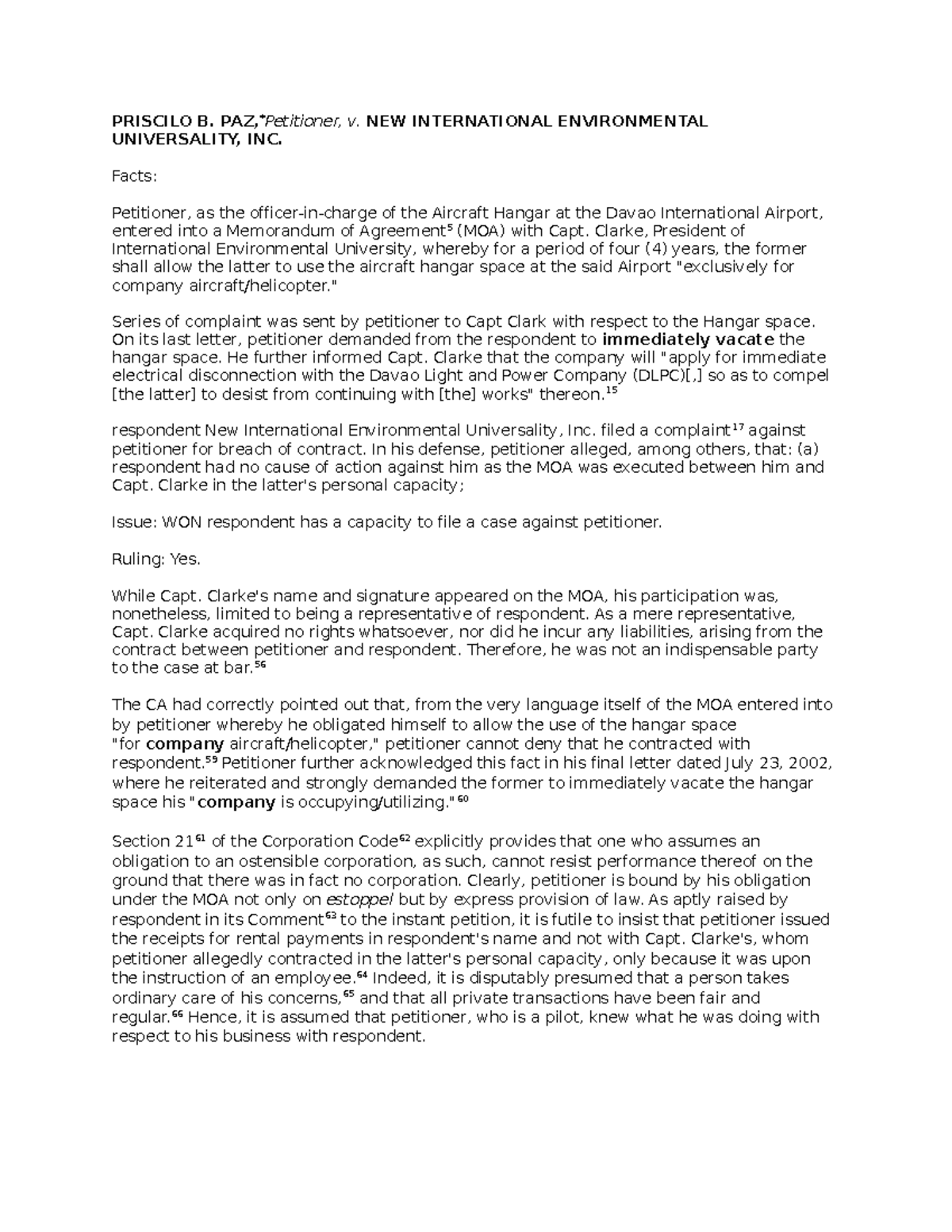 PAZ V NEW International Environment - PRISCILO B. PAZ,*Petitioner, v ...