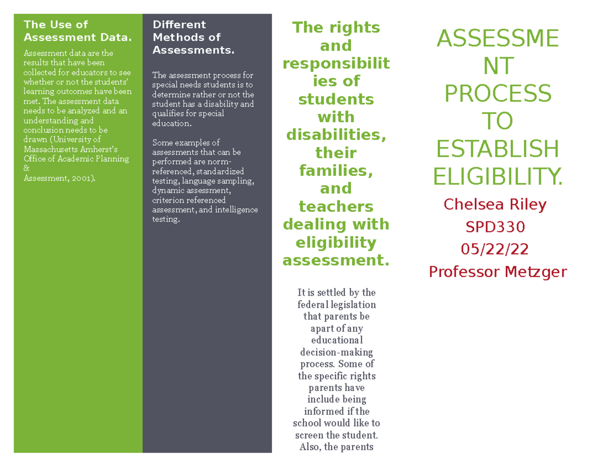 Assessment brochure 2022 - The Use of Assessment Data. Assessment data ...