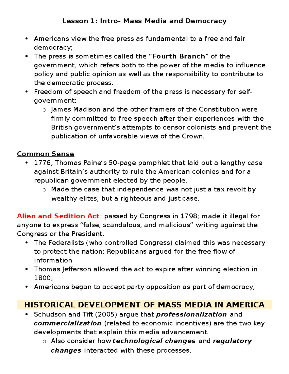 Lesson 1 Mass Media Democracy PLSC468 - Lesson 1: Intro- Mass Media and ...