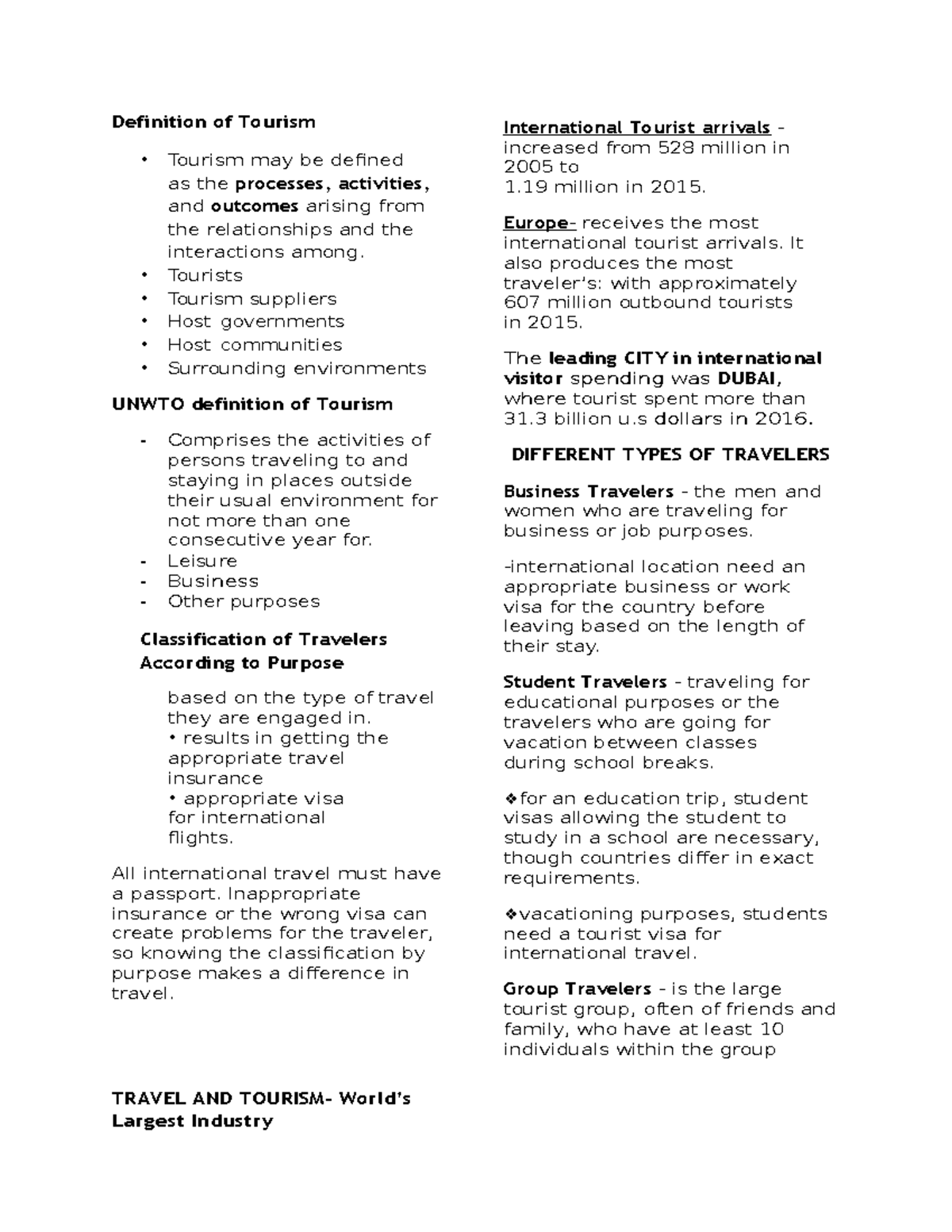 Definition of Tourism 1 - Definition of Tourism Tourism may be defined ...