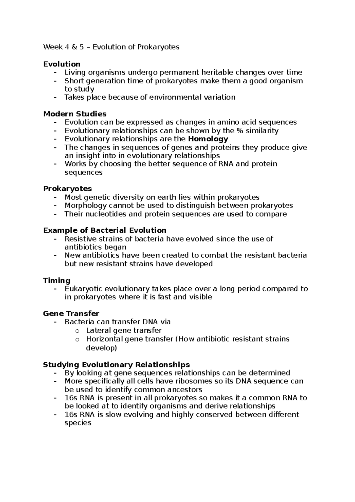 Week 4 & 5 - Evolution of Prokaryotes - Week 4 & 5 – Evolution of ...