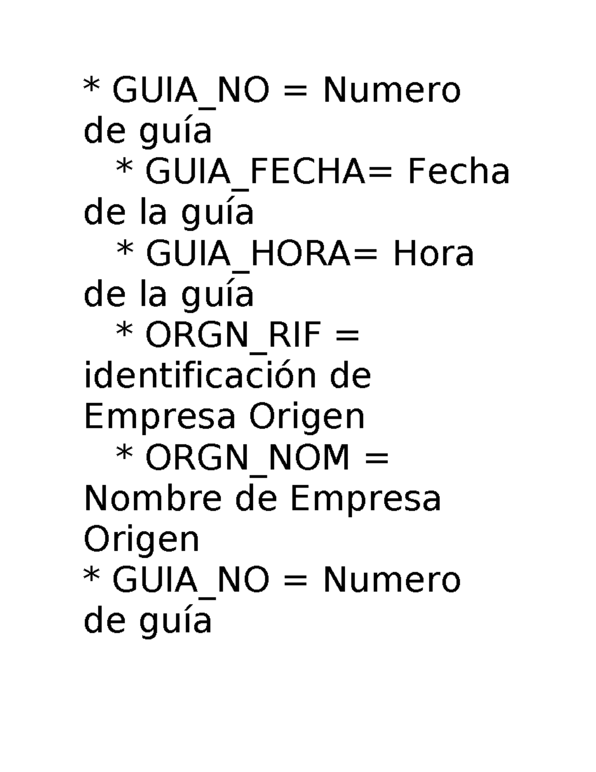 Base de datos formas normales - * GUIA_NO = Numero de guía * GUIA_FECHA ...