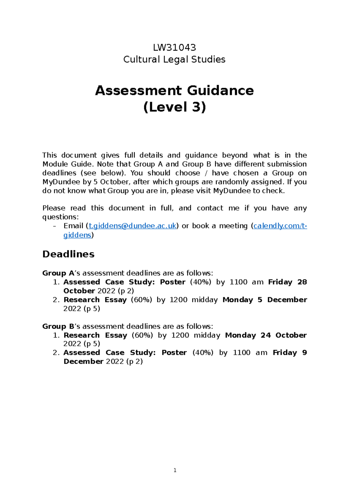 LW31043 CLS Assessment Guidance - Level 3 - LW Cultural Legal Studies Assessment Guidance (Level ...