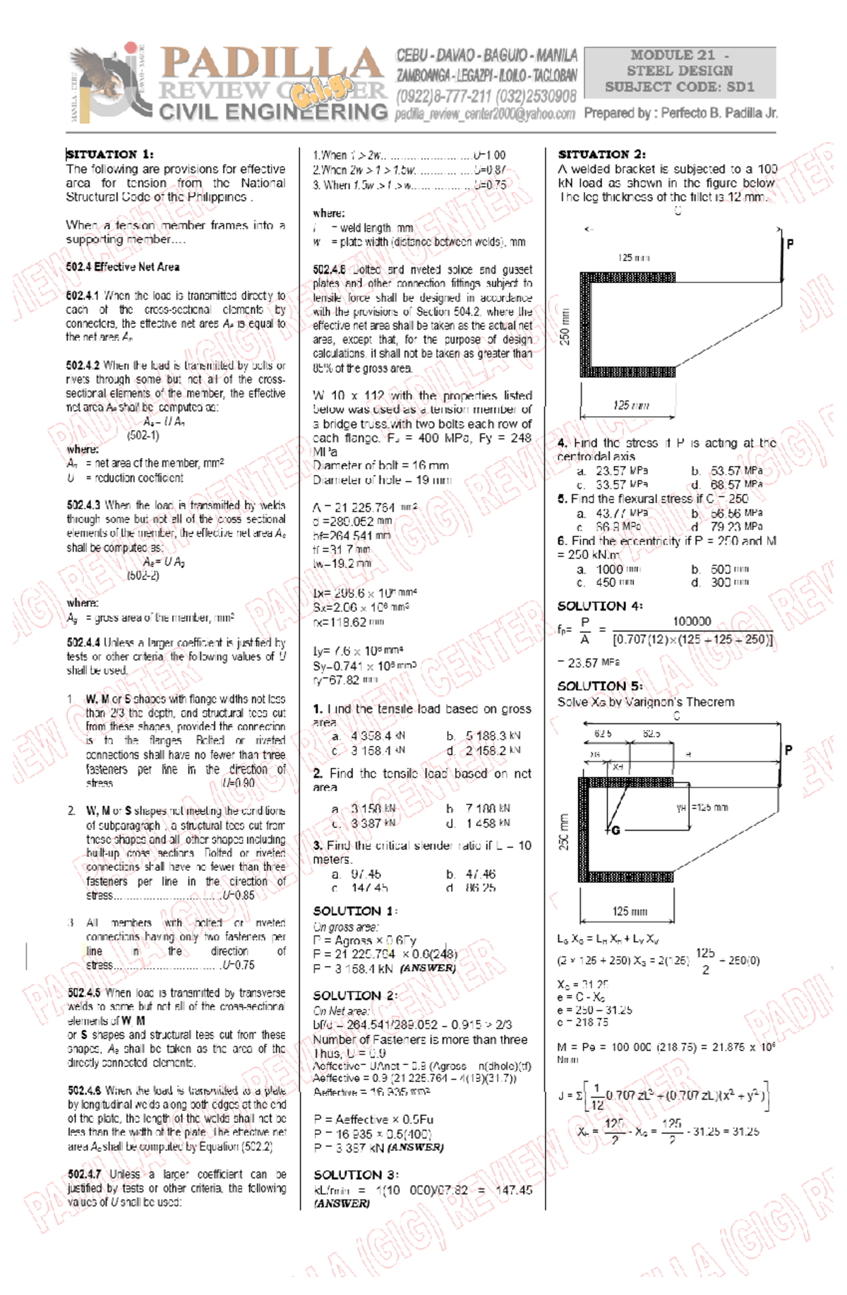 Steel modules - for ce students and preparation for board exam ...