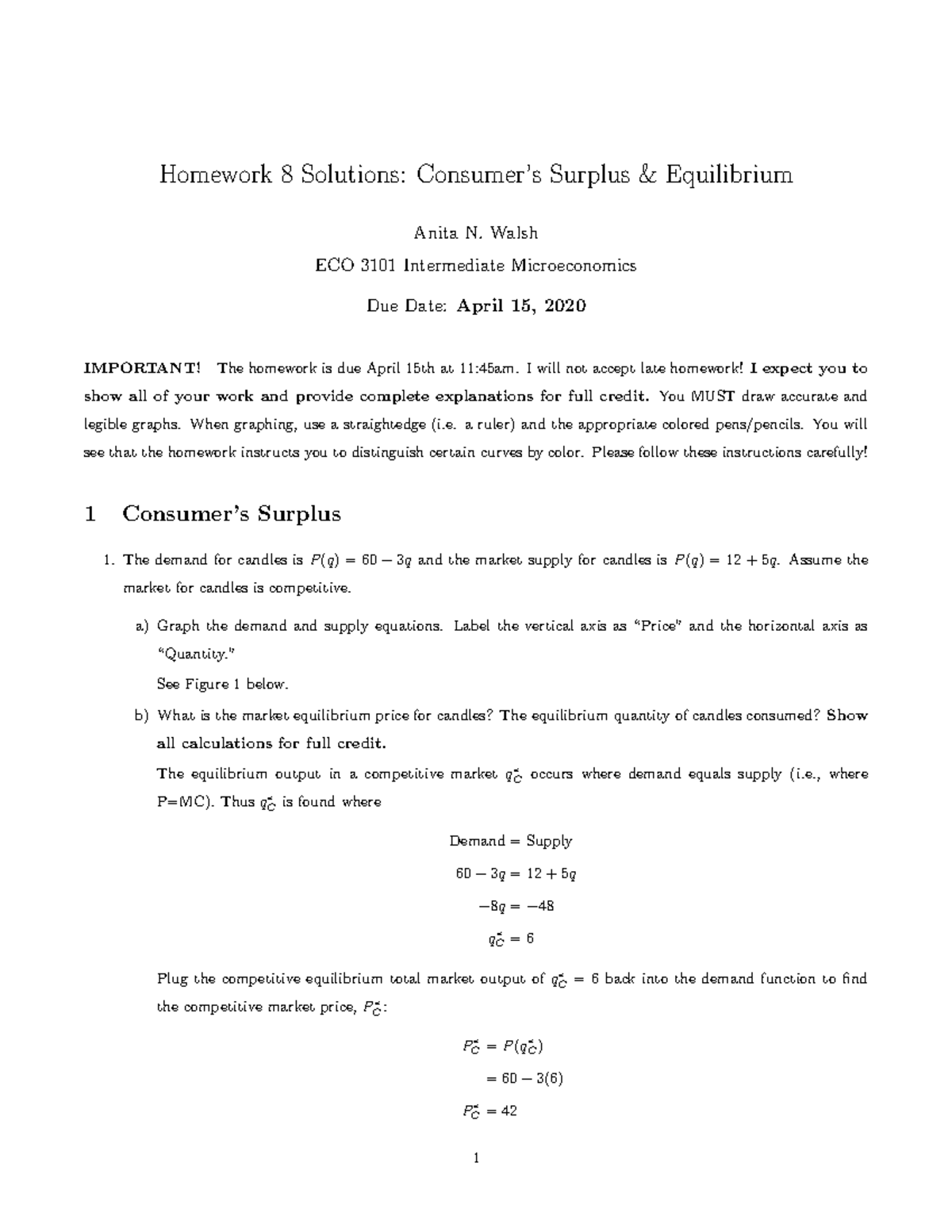 Homework 8 Solutions - Homework 8 Solutions: Consumer’s Surplus ...