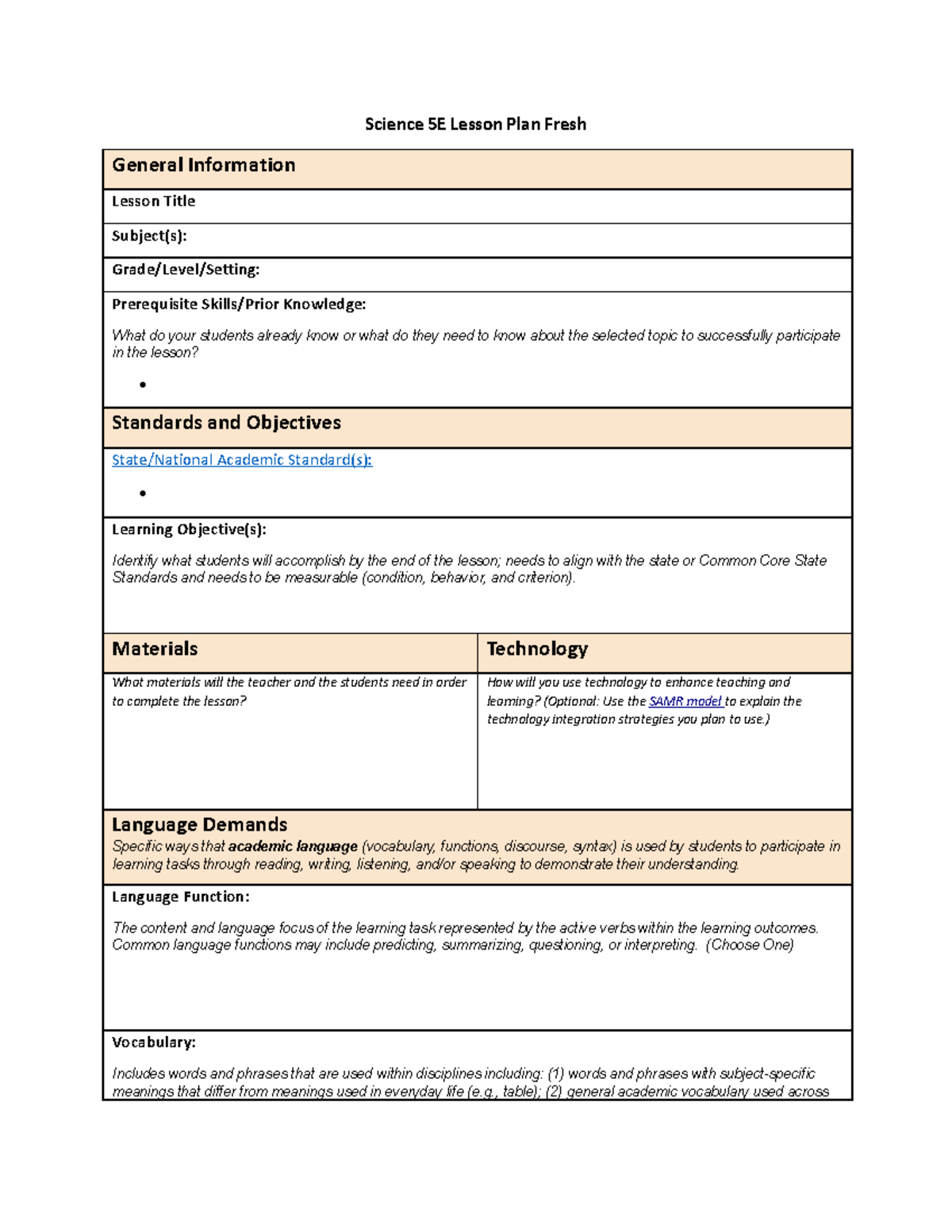 5e lesson plan template Fresh - Science 5E Lesson Plan Fresh General ...