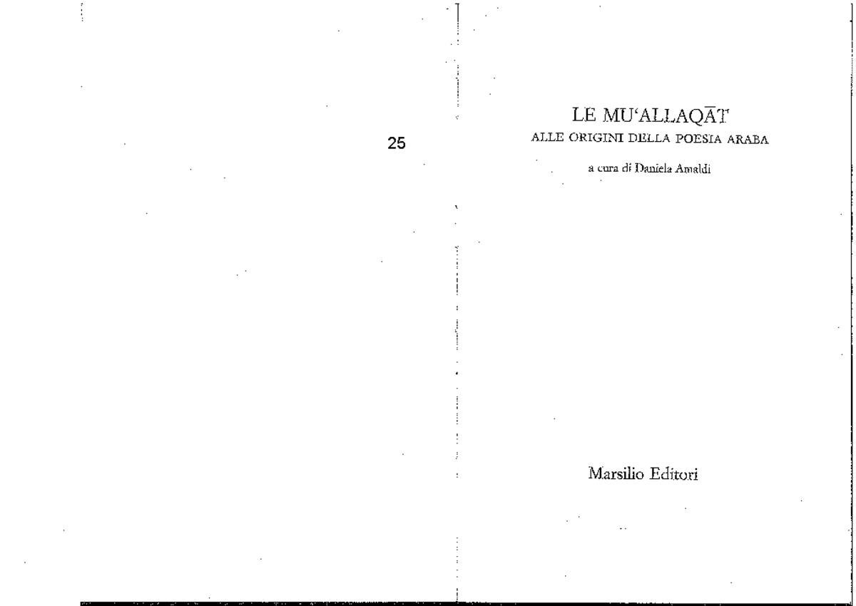 - Le mu'Allaqat. Alle origini della poesia araba - Letteratura araba 1 ...