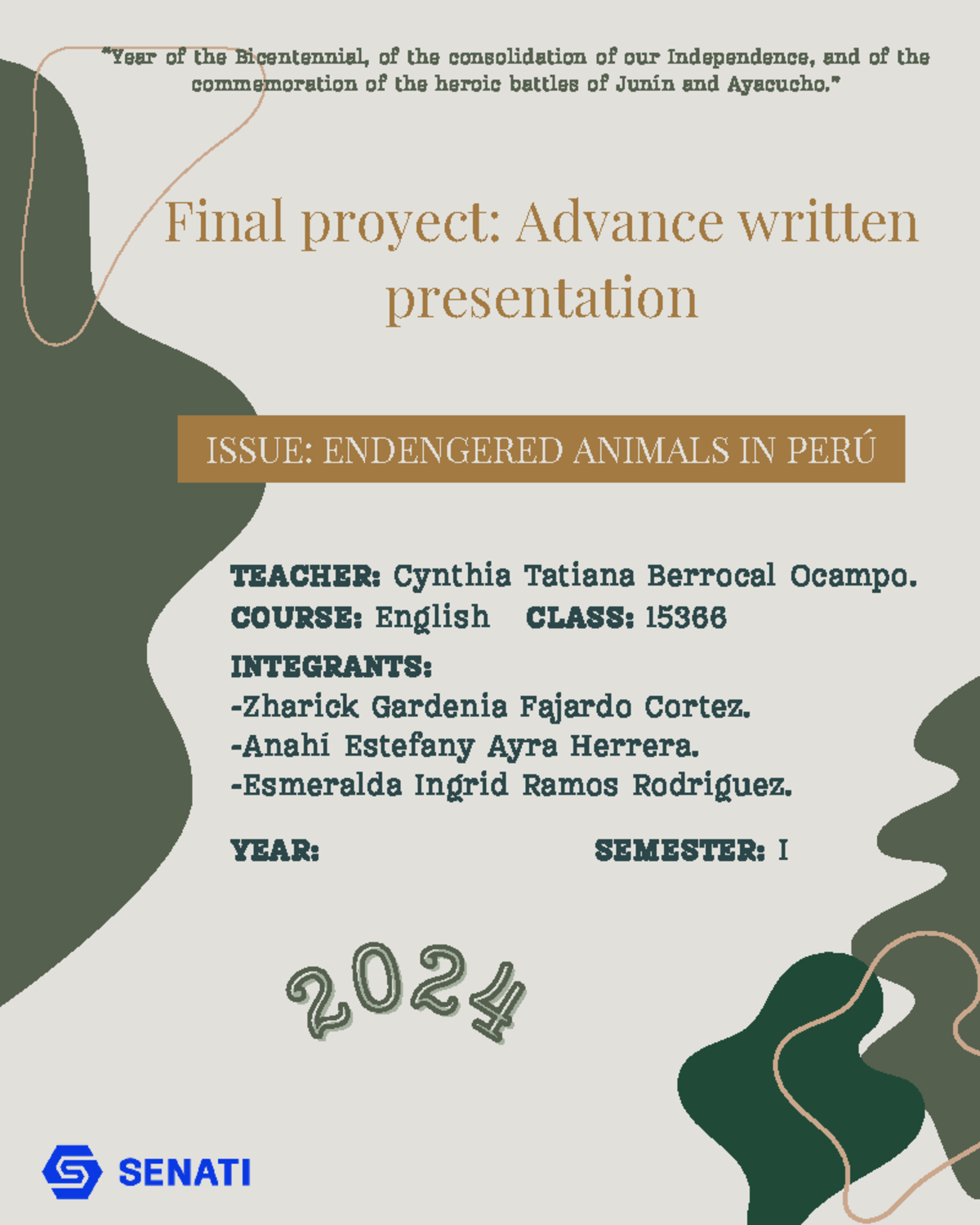 Endangered animal - ISSUE: ENDENGERED ANIMALS IN PERÚ Final proyect ...