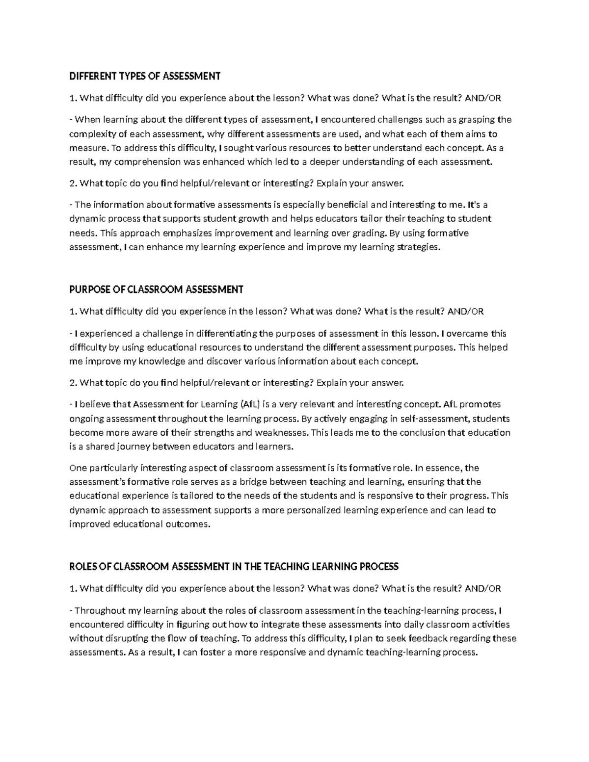 Different Types OF Assessment - DIFFERENT TYPES OF ASSESSMENT What ...