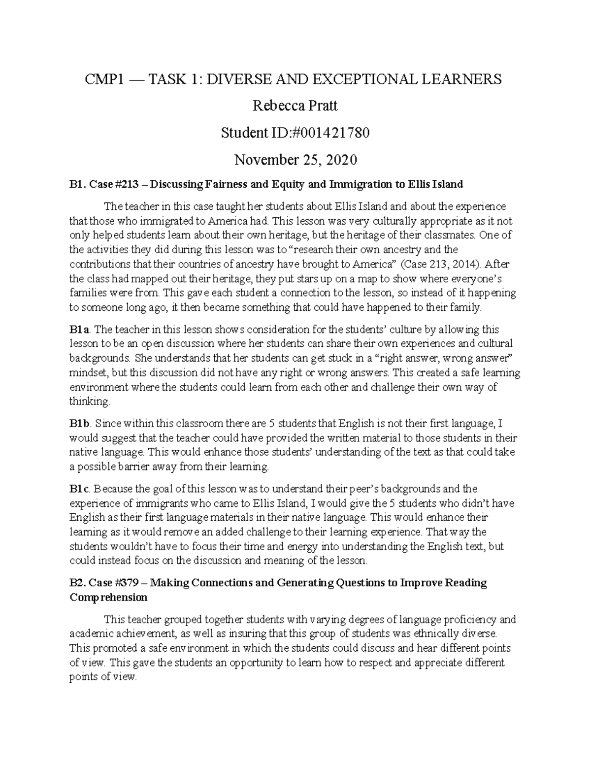 CMP 1 - Task Completed - CMP1 — TASK 1: DIVERSE AND EXCEPTIONAL ...