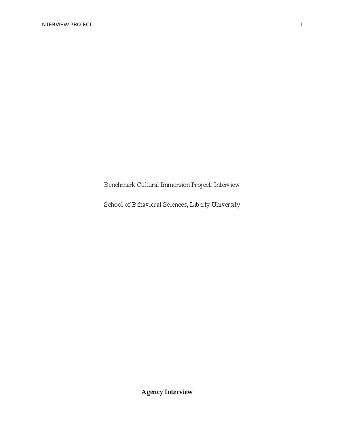 Benchmark Cultural Immersion Project-Interview Paper - Benchmark ...