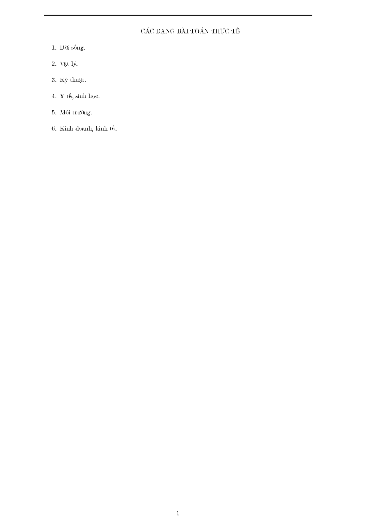 Bài tập cơ bản - C C D NG B I TO N THÜC T íi sèng. Vªt lþ. Kÿ thuªt. Y t ̧, sinh håc. Mæi - Studocu