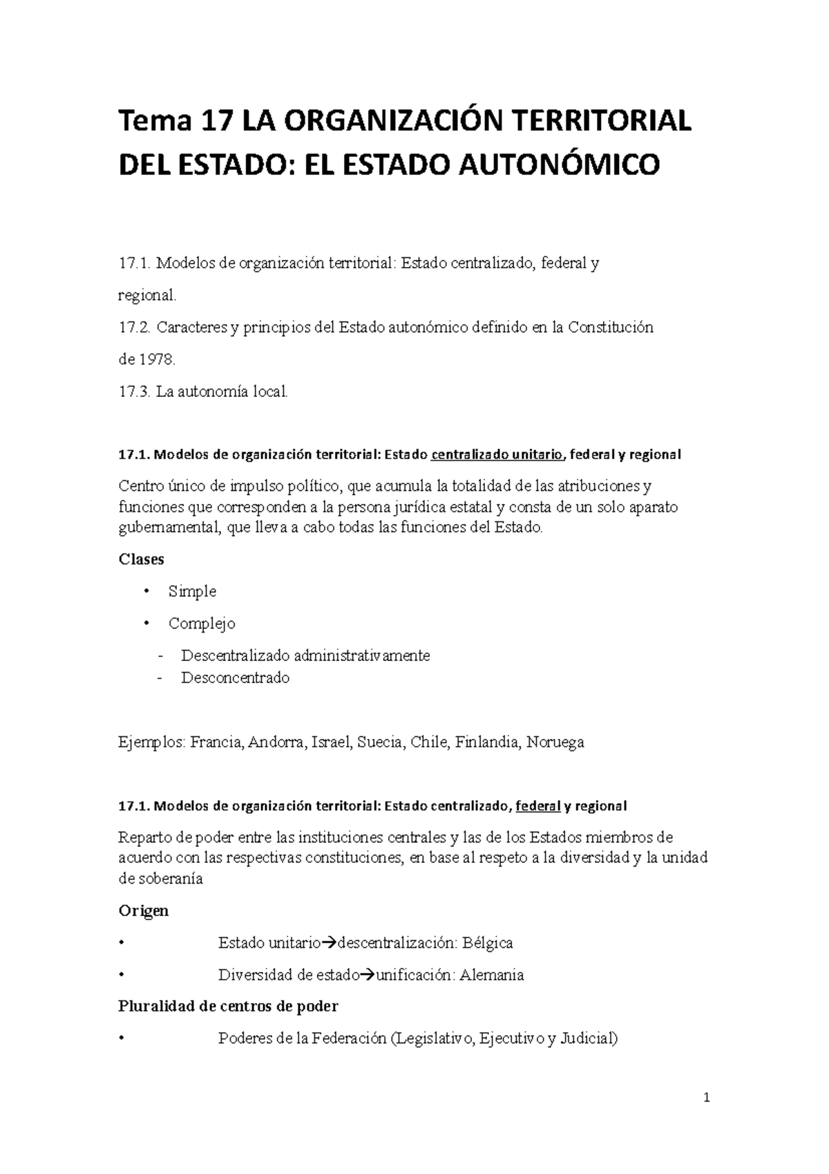 TEMA 17 estado autonomico - Tema 17 LA ORGANIZACIÓN TERRITORIAL DEL ...