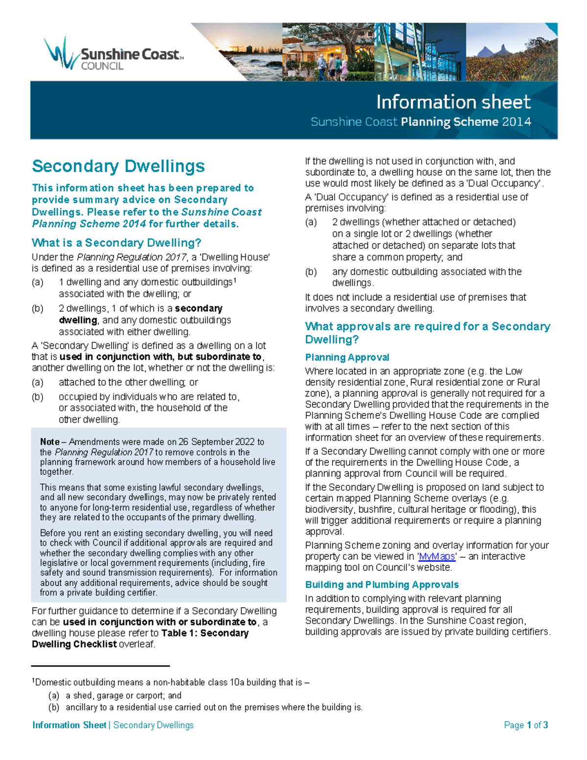 Secondary Dwelling Information Sheet - Information Sheet | Secondary ...