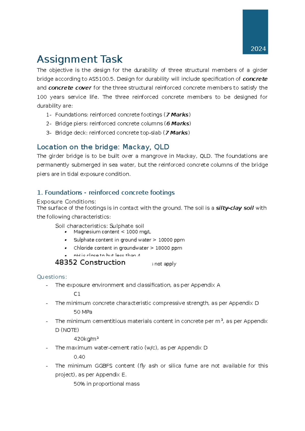 AT4 Construction Materials - Assignment Task The objective is the ...