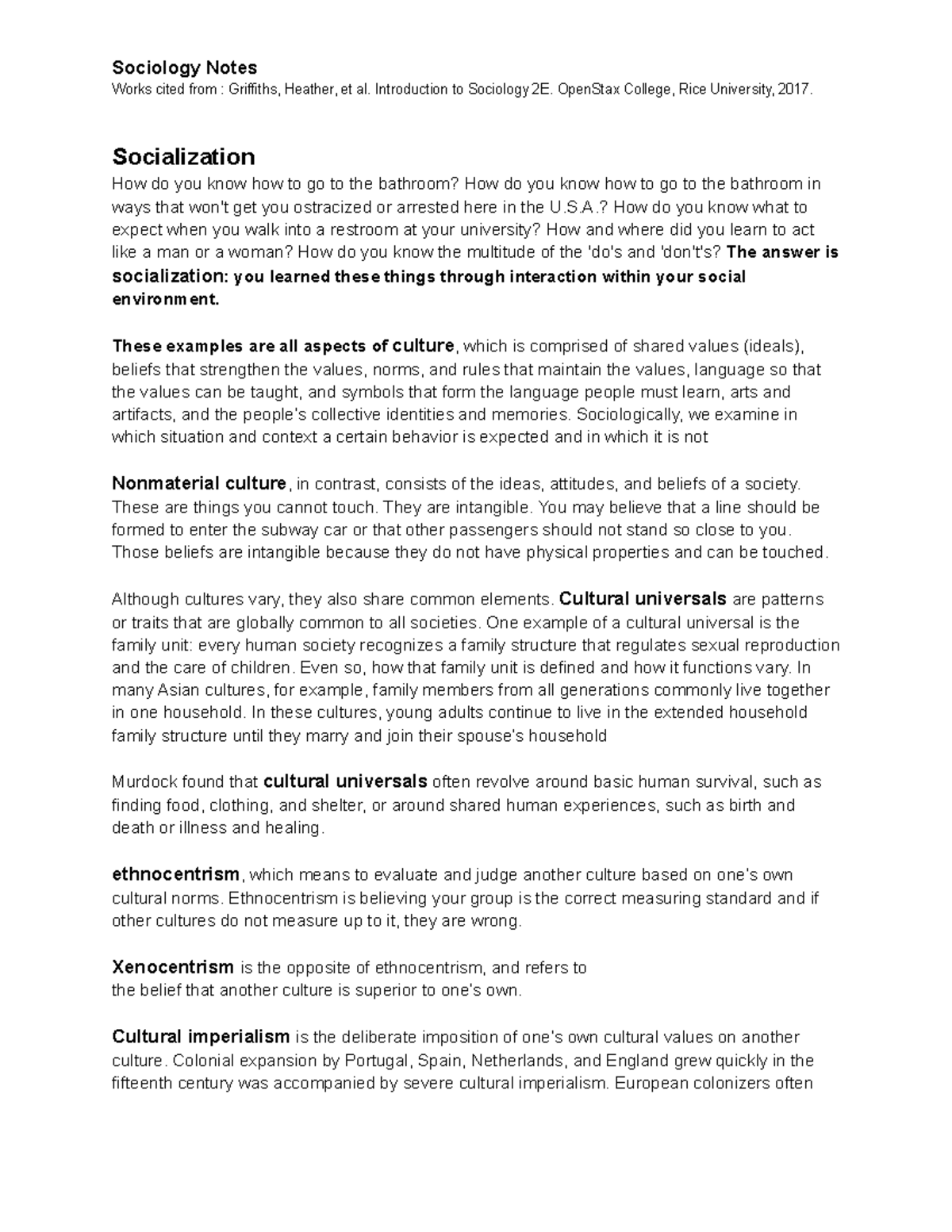 Introductory To Sociology - Key Notes And Terms - Sociology Notes Works ...